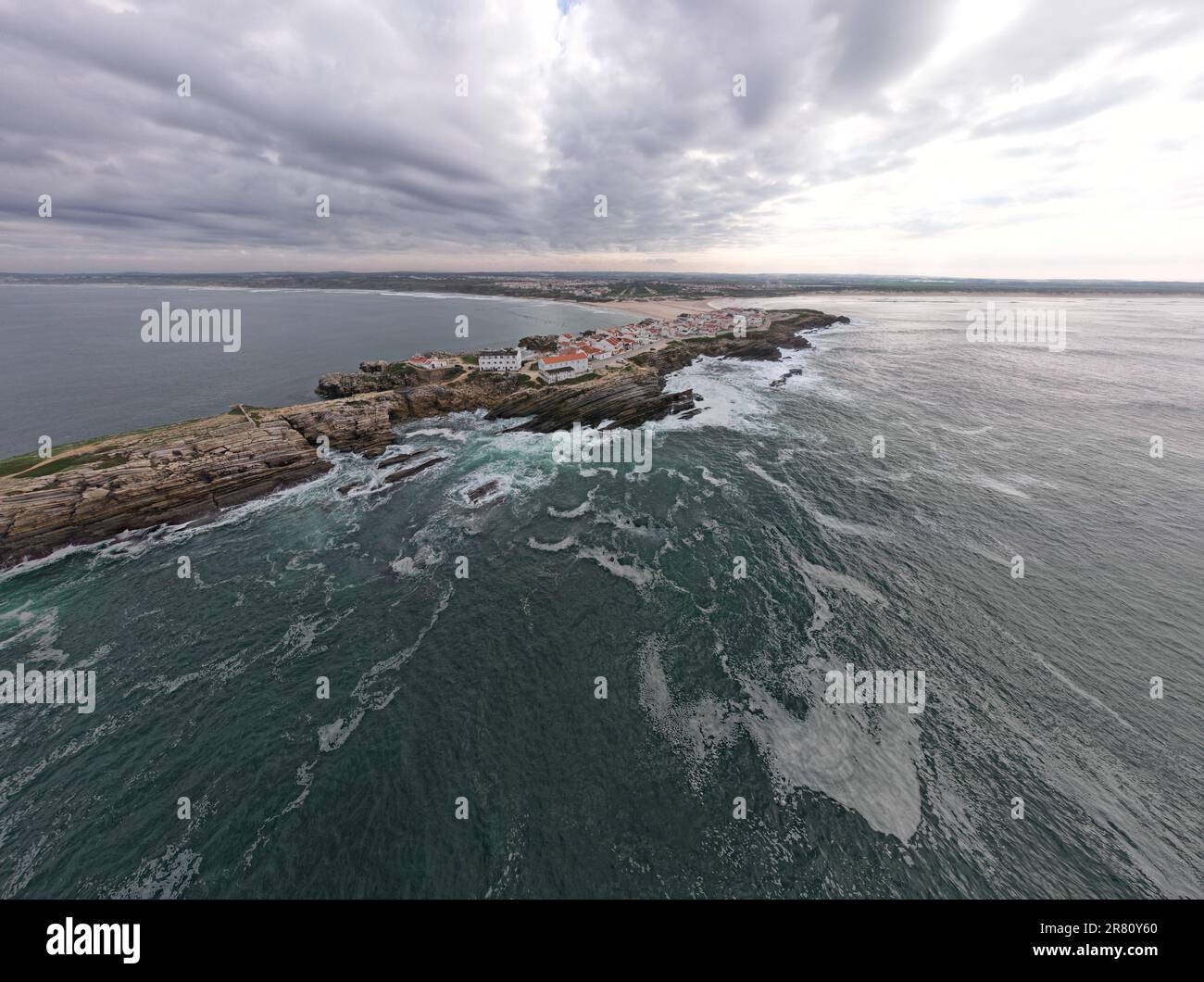 Aerial view of Baleal Beach in Peniche, Portugal Stock Photo - Alamy