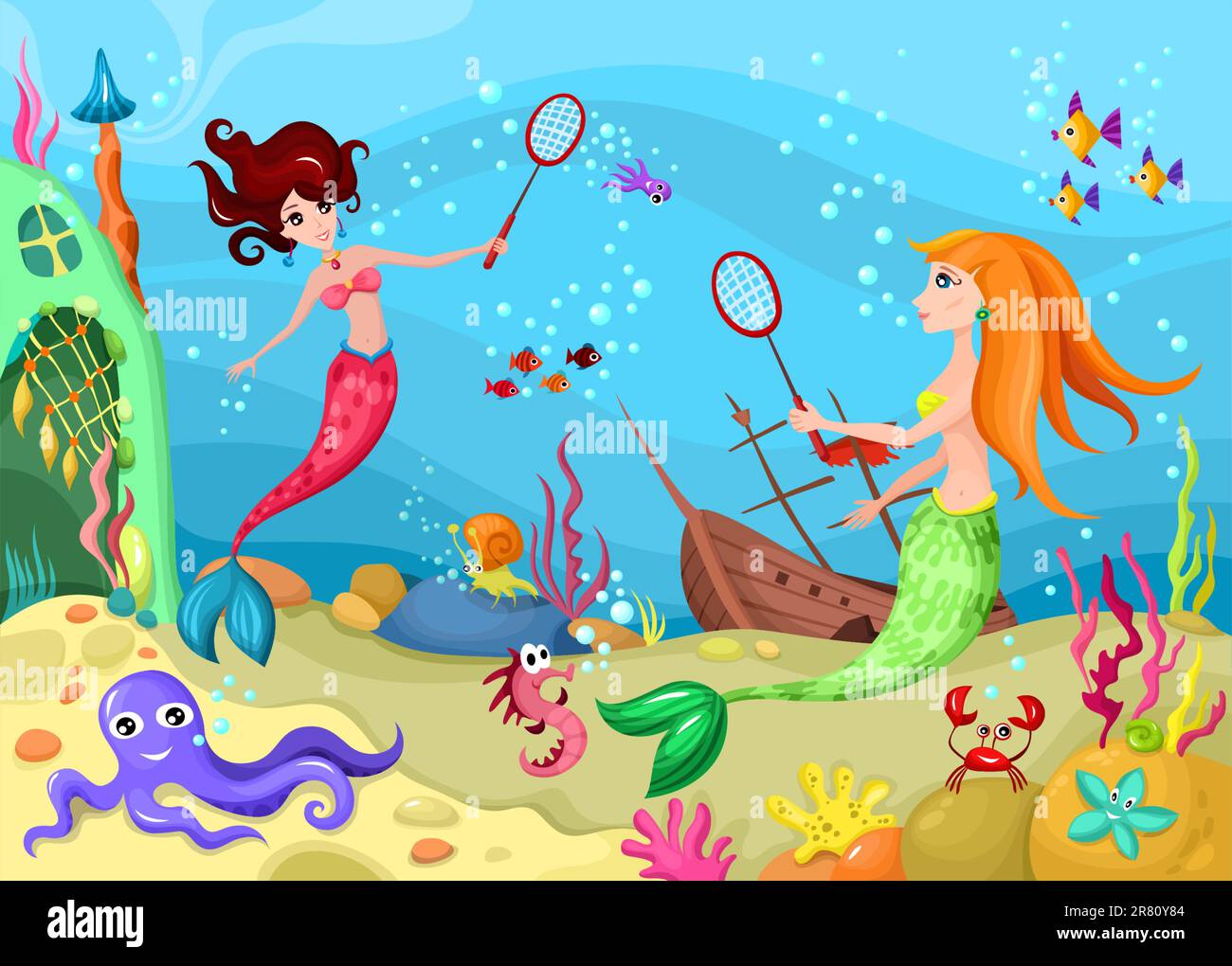 Mermaid life sea underwater Stock Vector Images - Alamy