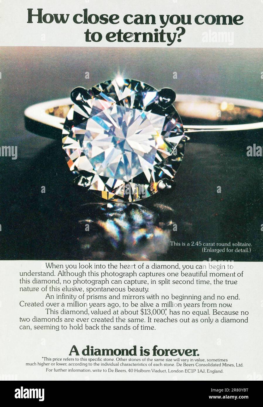 De Beers diamond ring advert in a magazine 1977 Stock Photo - Alamy