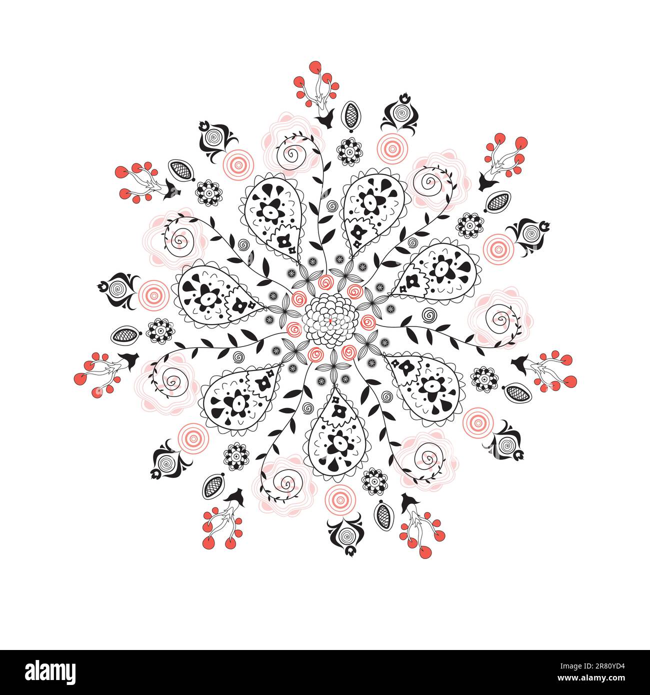 Graphic floral pattern in a circle on a white Stock Vector Image & Art ...
