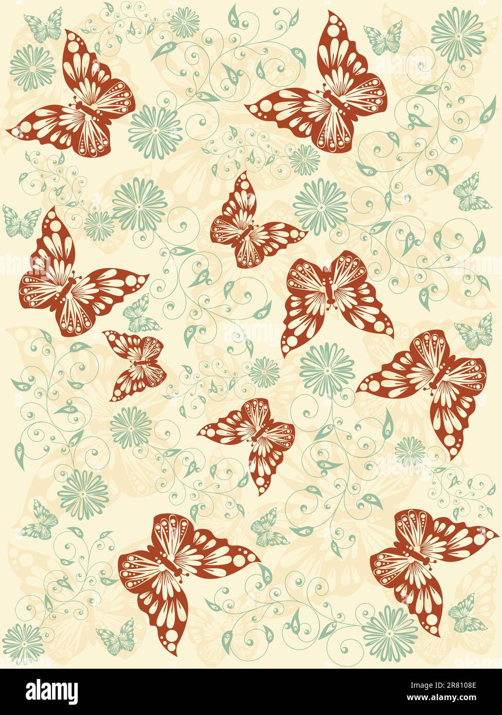 brown butterflies seamless pattern Stock Vector Image & Art - Alamy