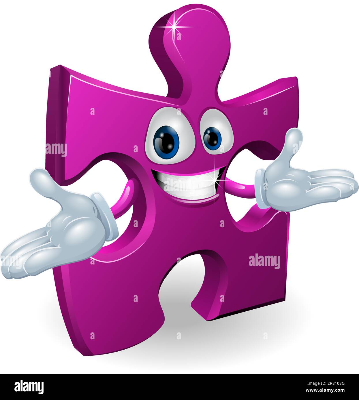 A happy smiling purple jigsaw piece character illustration Stock Vector ...