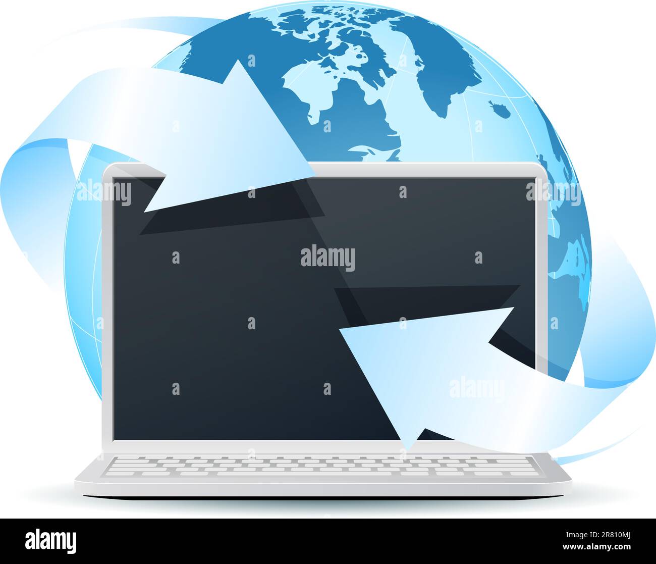Modern Laptop with Earth Globe Isolated on White Background Stock ...