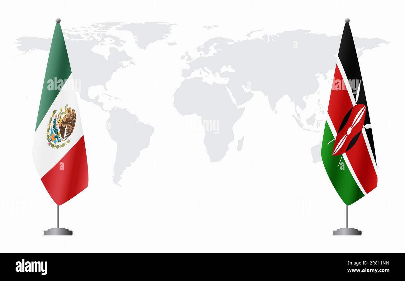 Mexico and Kenya flags for official meeting against background of world ...