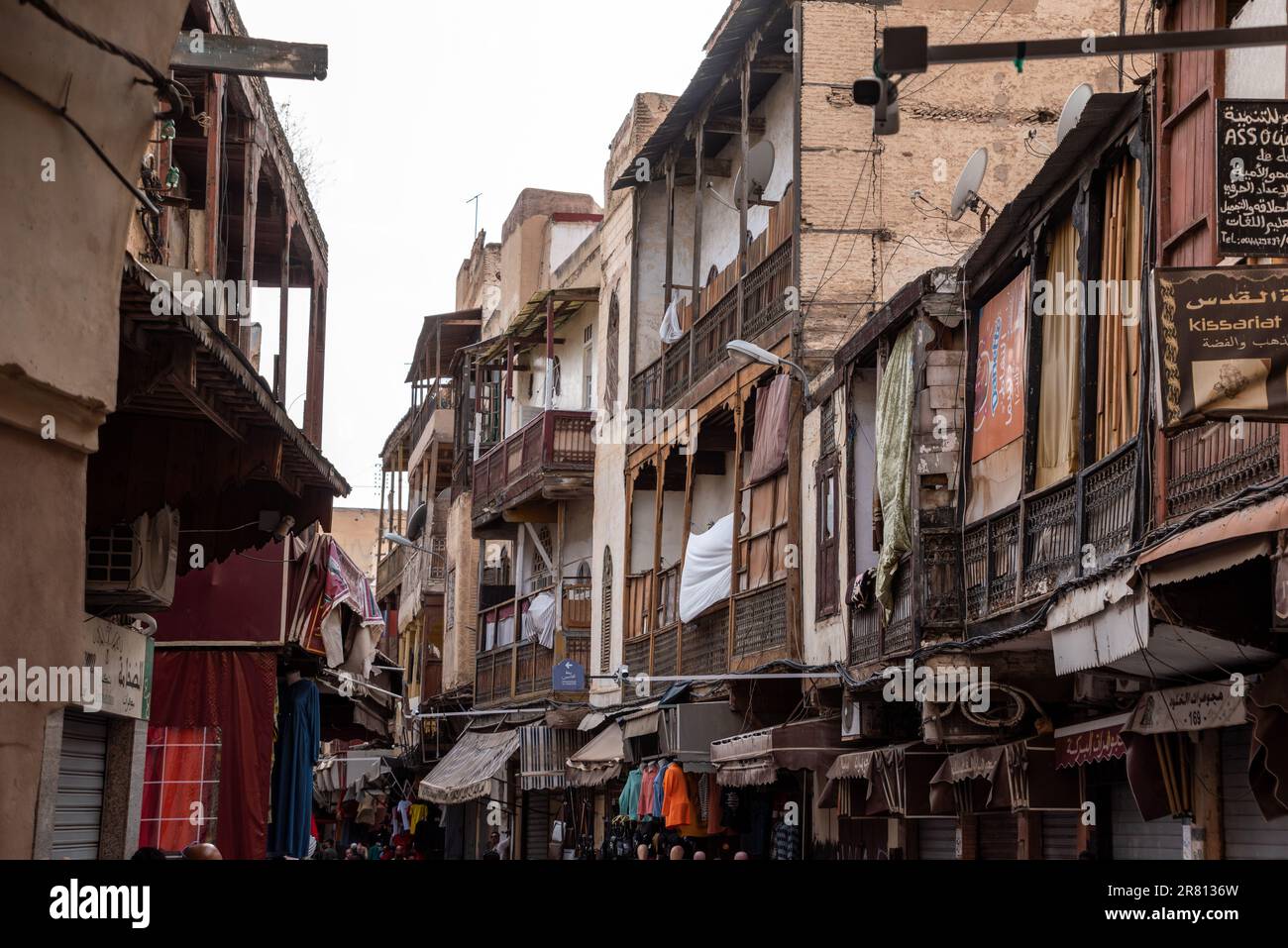 Main street in the Jewish mellah district in downtown Fes, Morocco ...