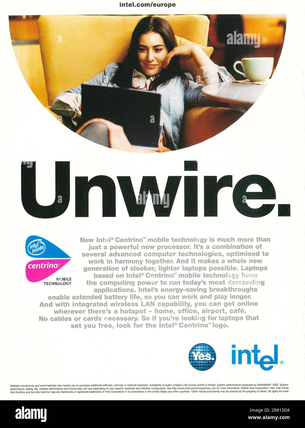 Intel Centrino Mobile Technology advert in a magazine 2003 Stock Photo ...