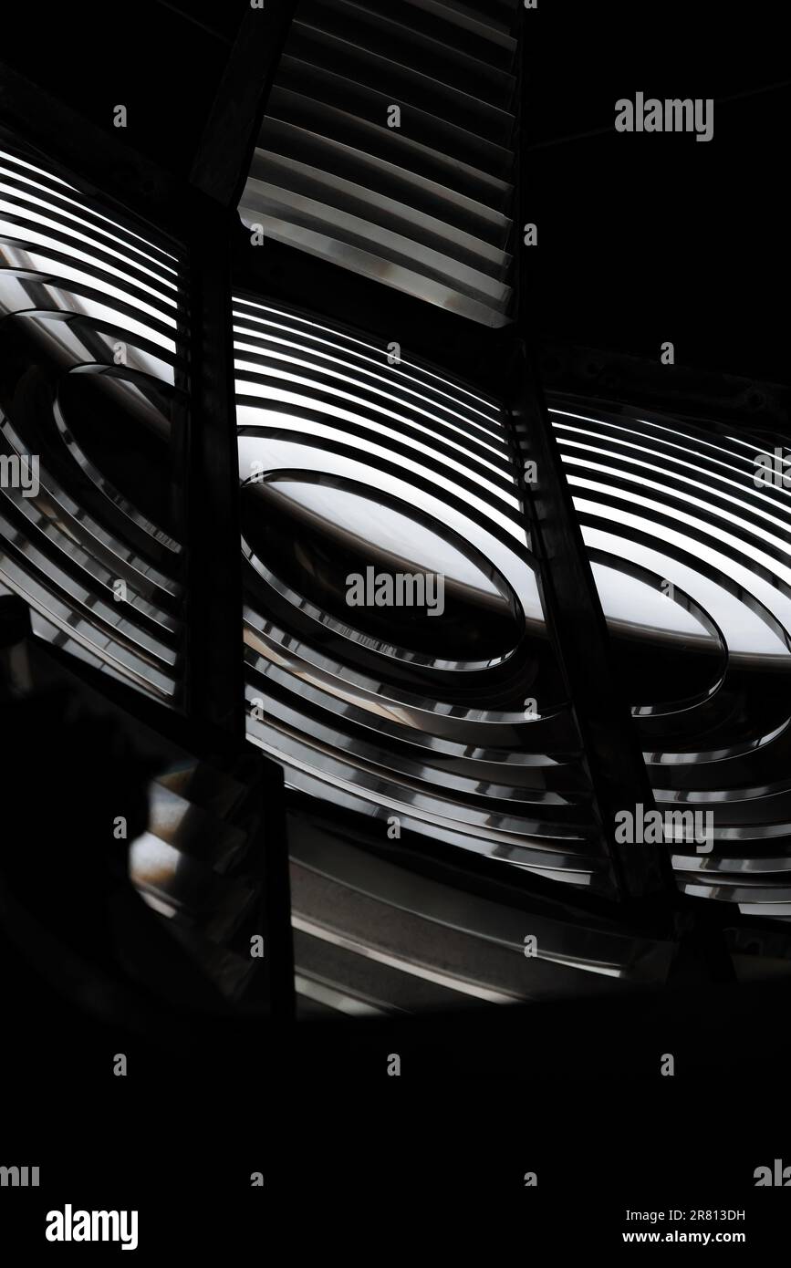 Inside the lighthouse glass reflectors. Abstract high contrast detail ...