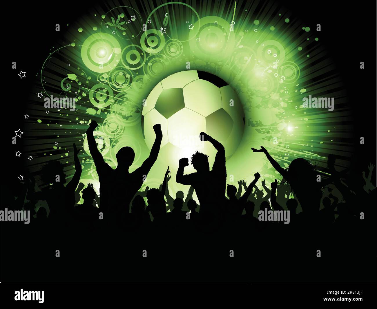 Silhouette of an excited crowd against a football background Stock ...