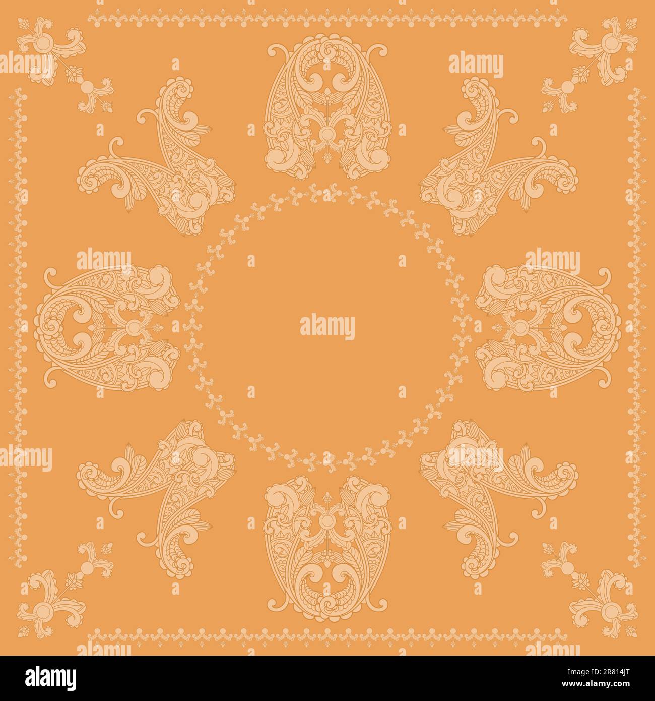 vector paisley square pattern in orange Stock Vector Image & Art - Alamy