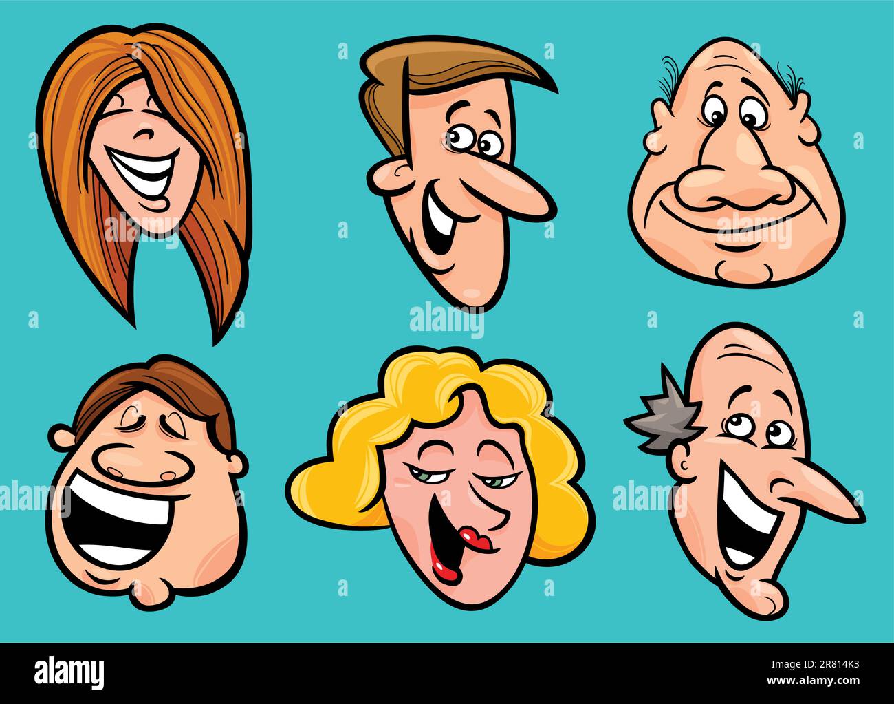 Cartoon illustration of happy people faces set Stock Vector Image & Art ...
