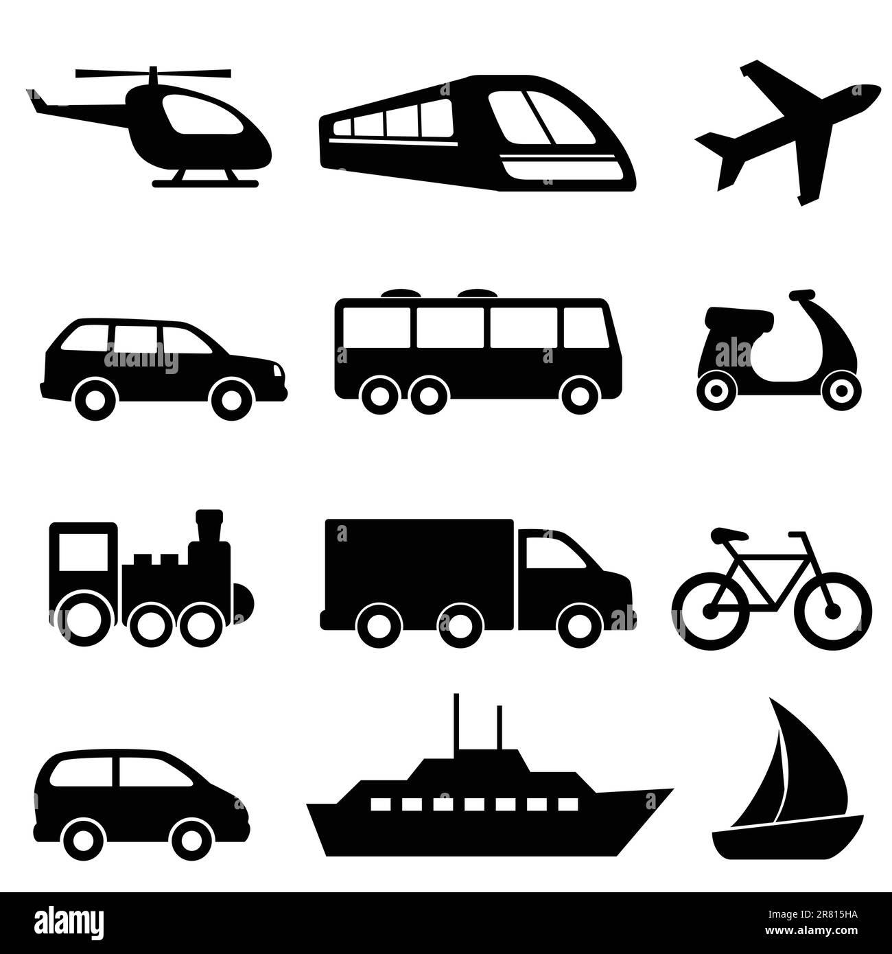 Icons for various means of transportation Stock Vector Image & Art - Alamy