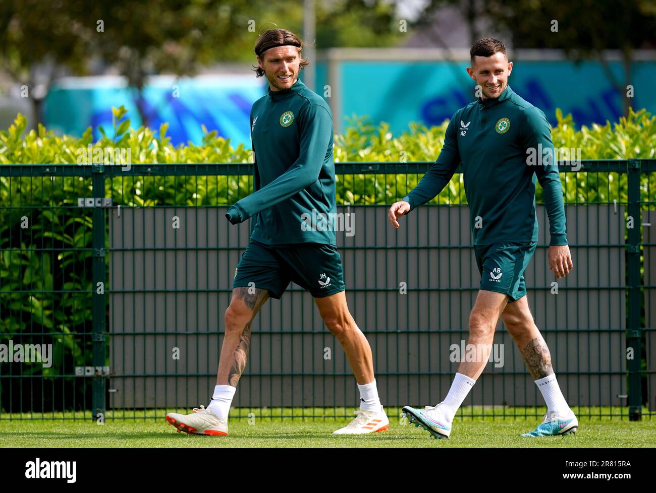 Republic of Ireland's Jeff Hendrick (left) and Alan Browne during a ...