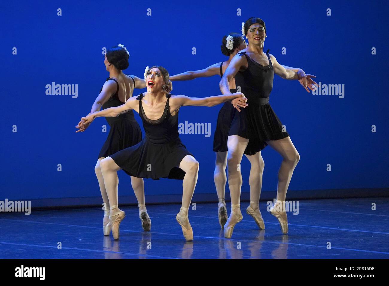 Dancers of the all-male comedy ballet "Men In Tutus" perform Swan Lake ...
