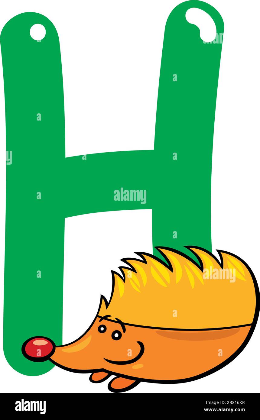 cartoon illustration of H letter for hedgehog Stock Vector Image & Art ...