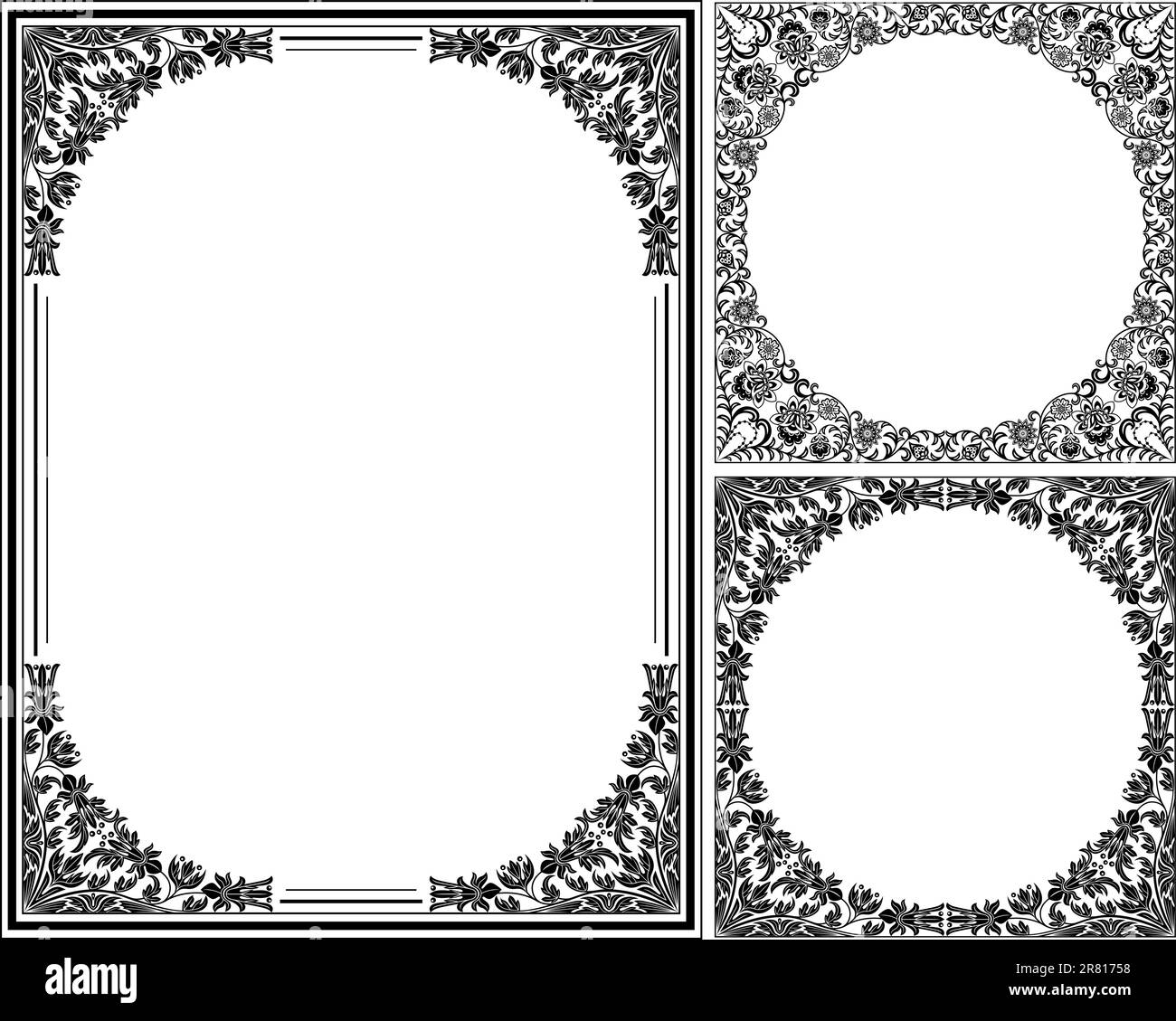 Leaf design frames Black and White Stock Photos & Images - Alamy