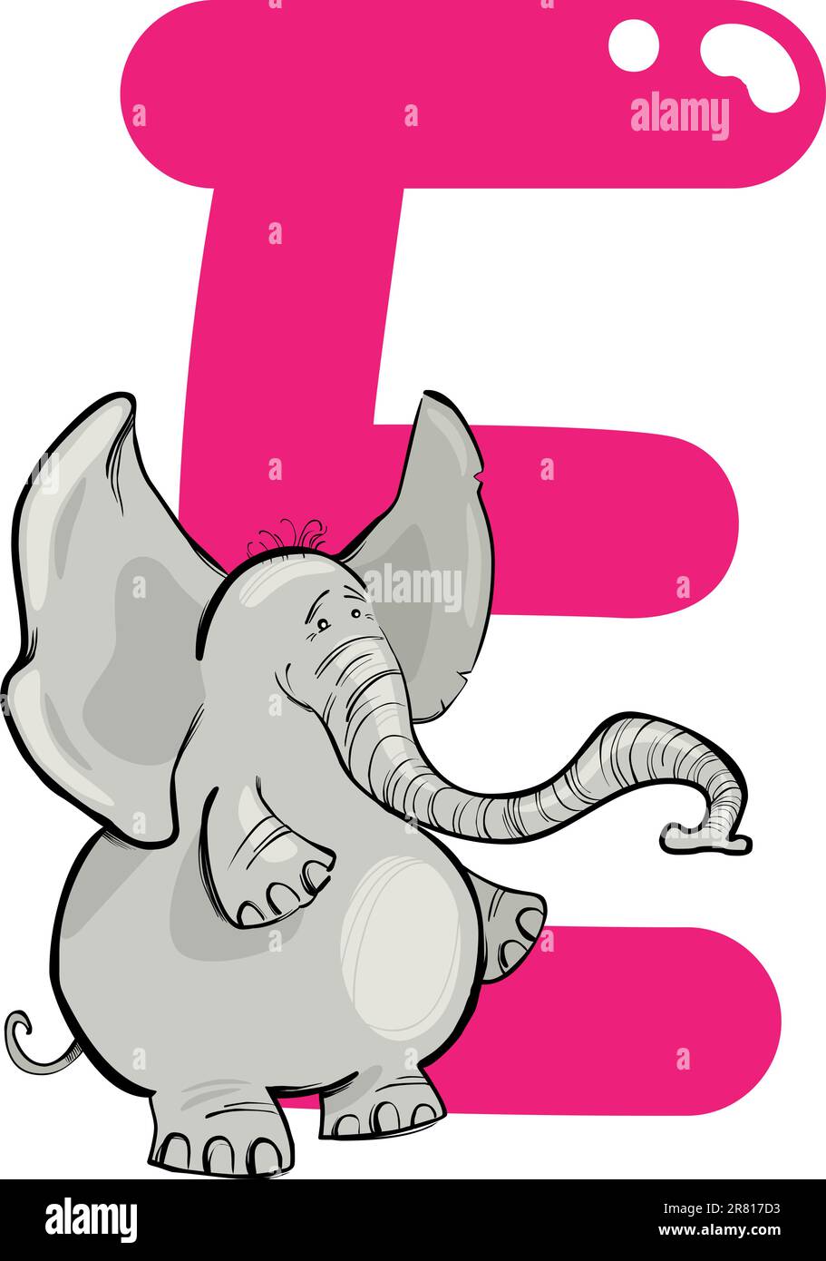 cartoon illustration of E letter for elephant Stock Vector Image & Art ...