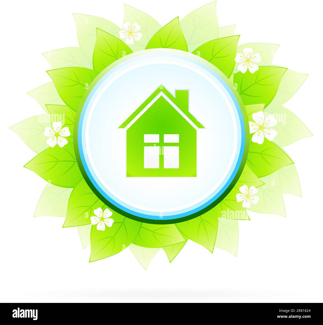 Green House Symbol with Leaves and Flowers Stock Vector Image & Art - Alamy