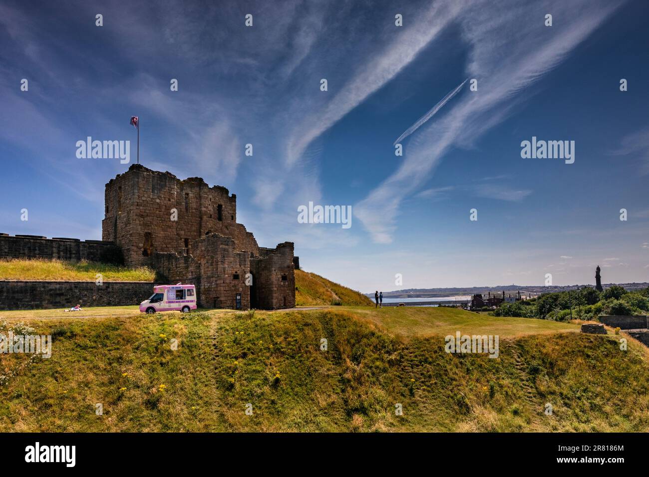Tynemouth Castle and Priory on the coast of North East England was once ...