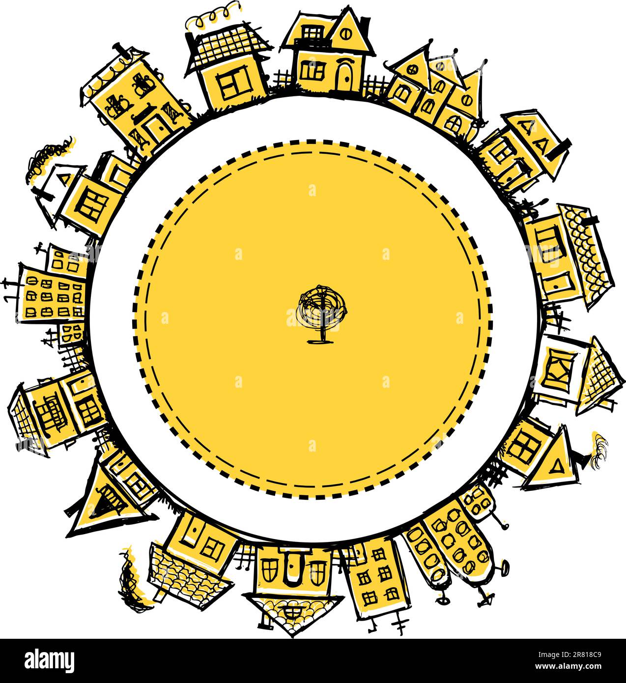 Happy village, frame with houses for your design Stock Vector Image ...