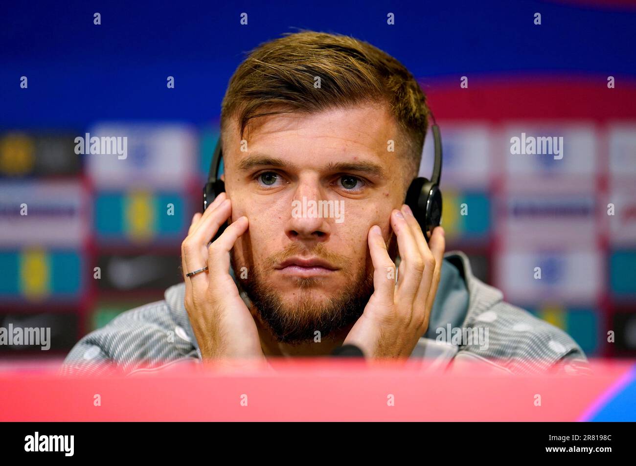 North Macedonia's Stefan Ristovski during a press conference at the ...