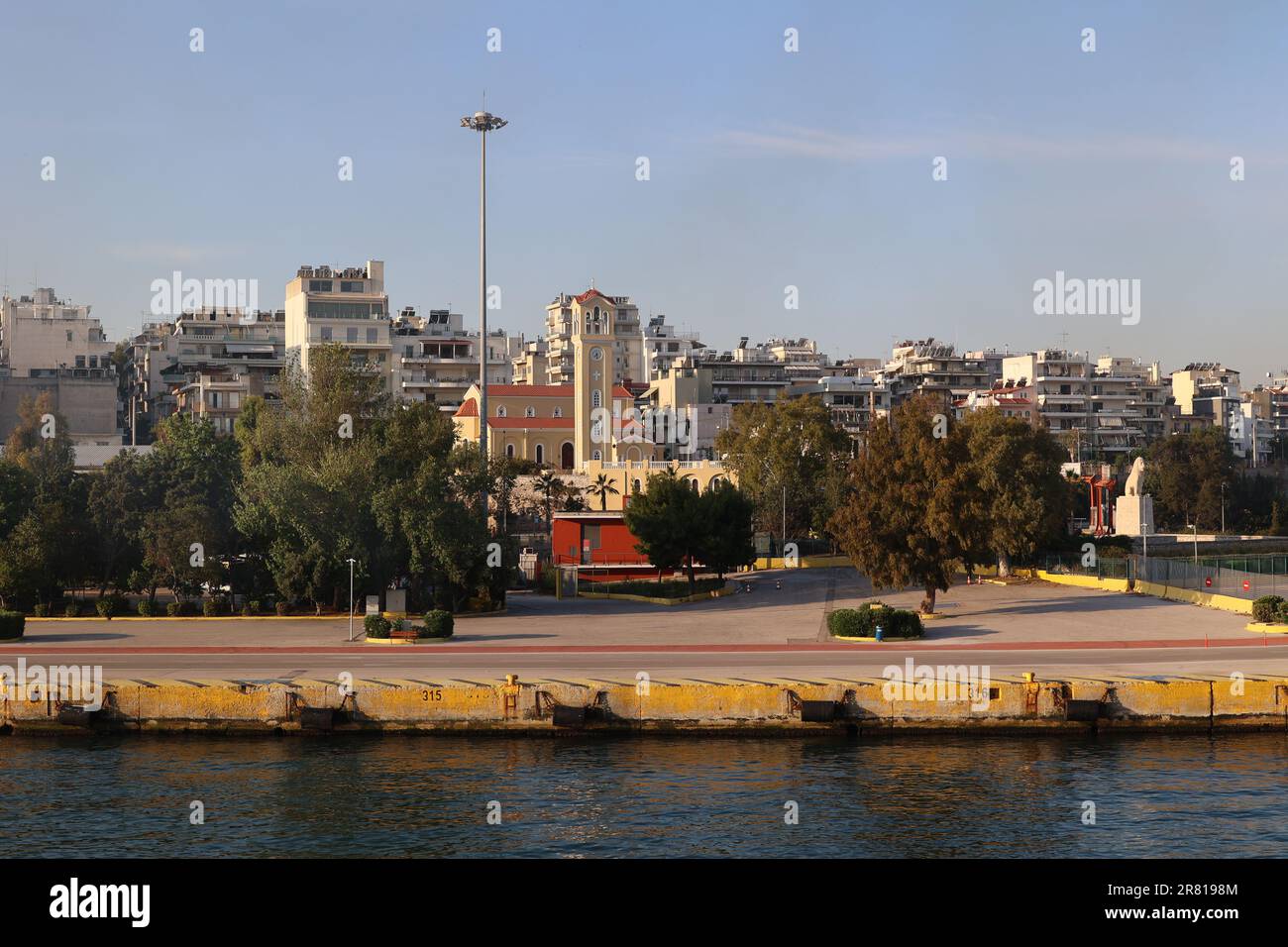 View of Piraeus with the Lion of Piraeus on the right - Greece Stock ...