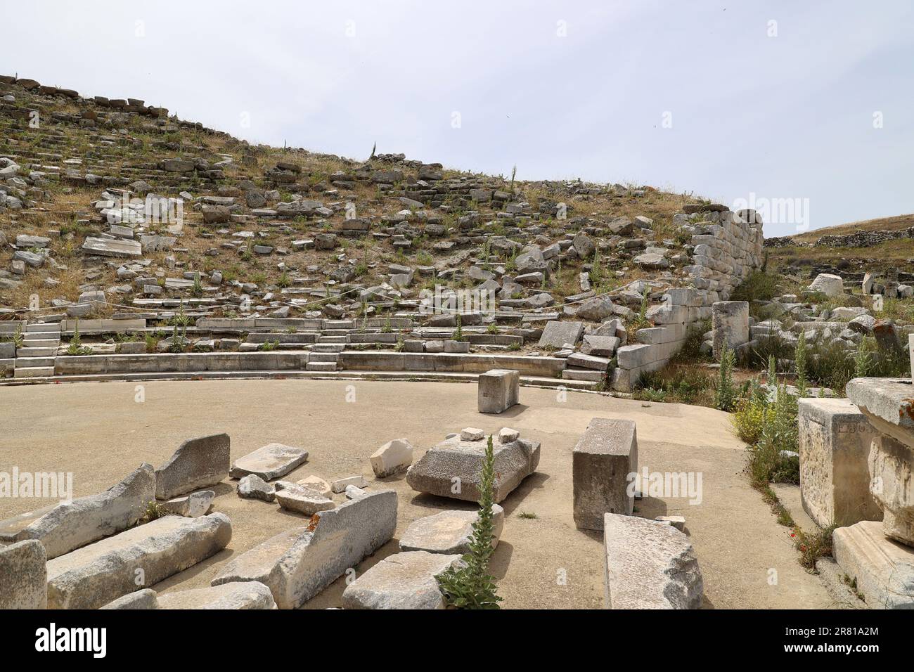 Ancient amphitheater on the Cyclades Island of Delos Greece Stock Photo ...