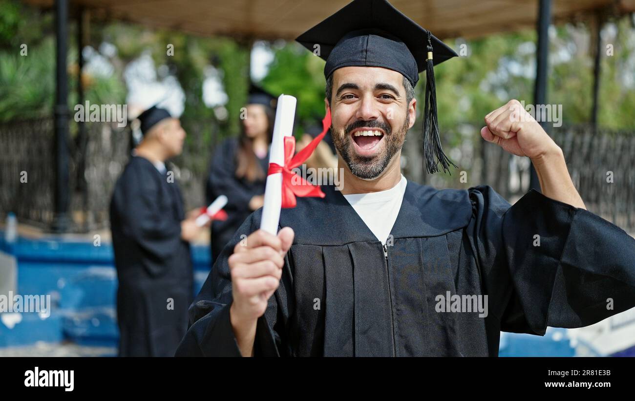 Group of people students graduated holding diploma with winner ...
