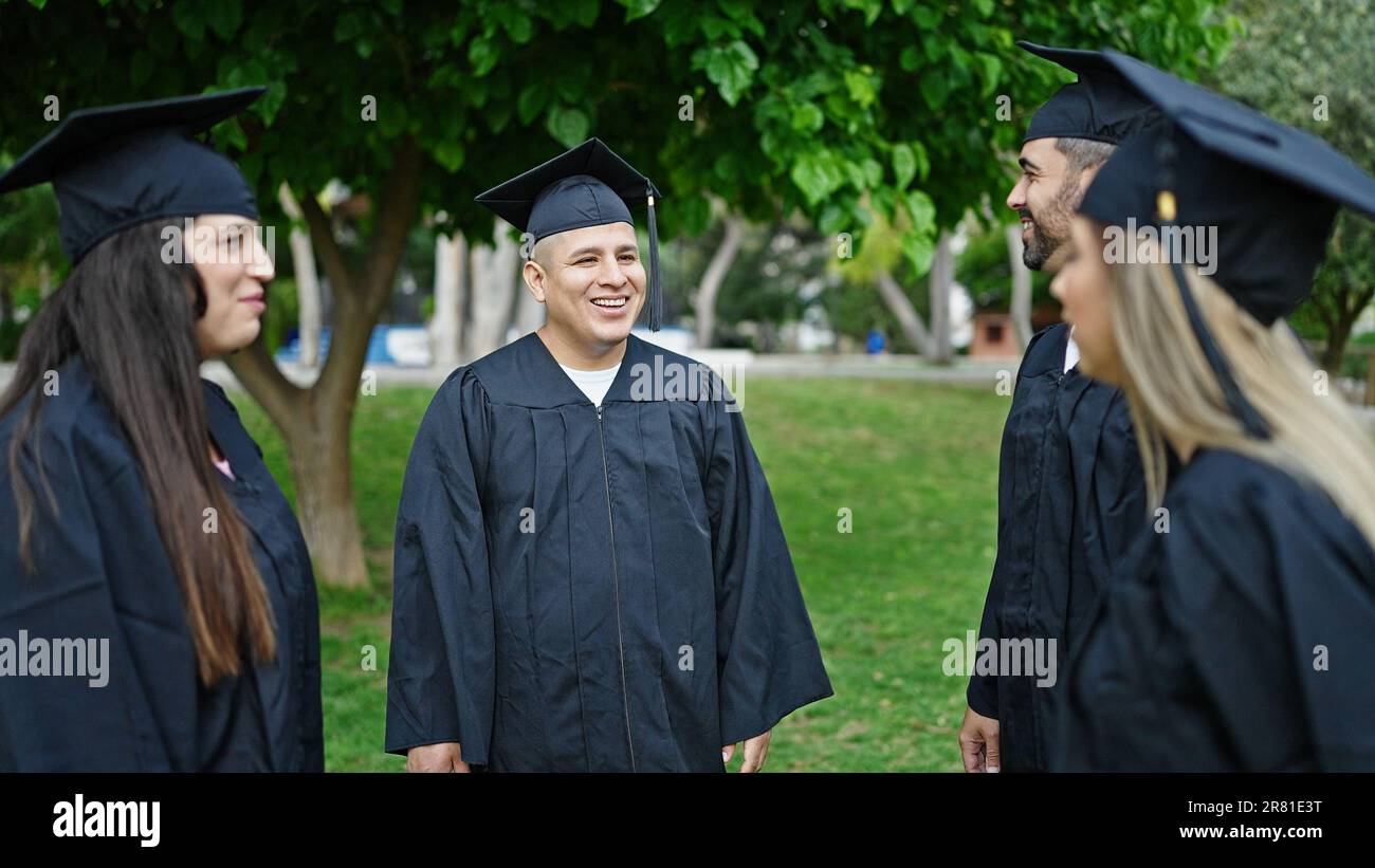 Group of people students graduated speaking at university campus Stock ...