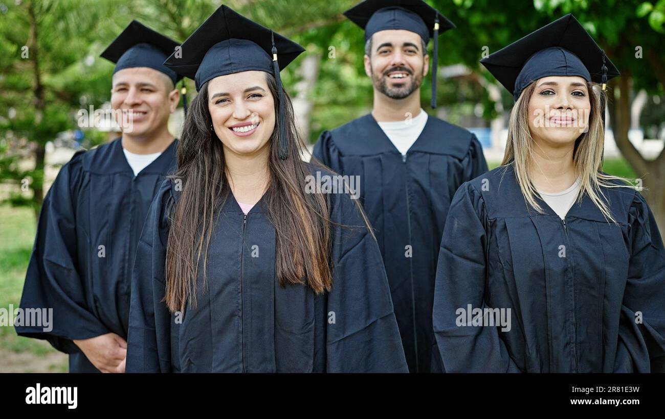 Group of people students graduated smiling confident standing together ...