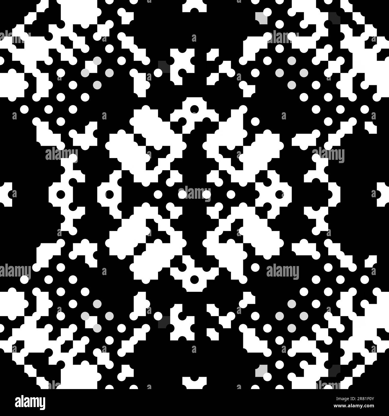 Irregular pixel seamless pattern. Geometric retro design in monochrome ...