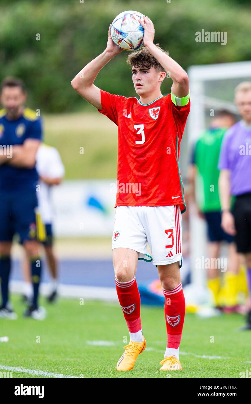 Cardiff, UK. 18th June, 2023. Scott Godden of Wales takes a throw in ...