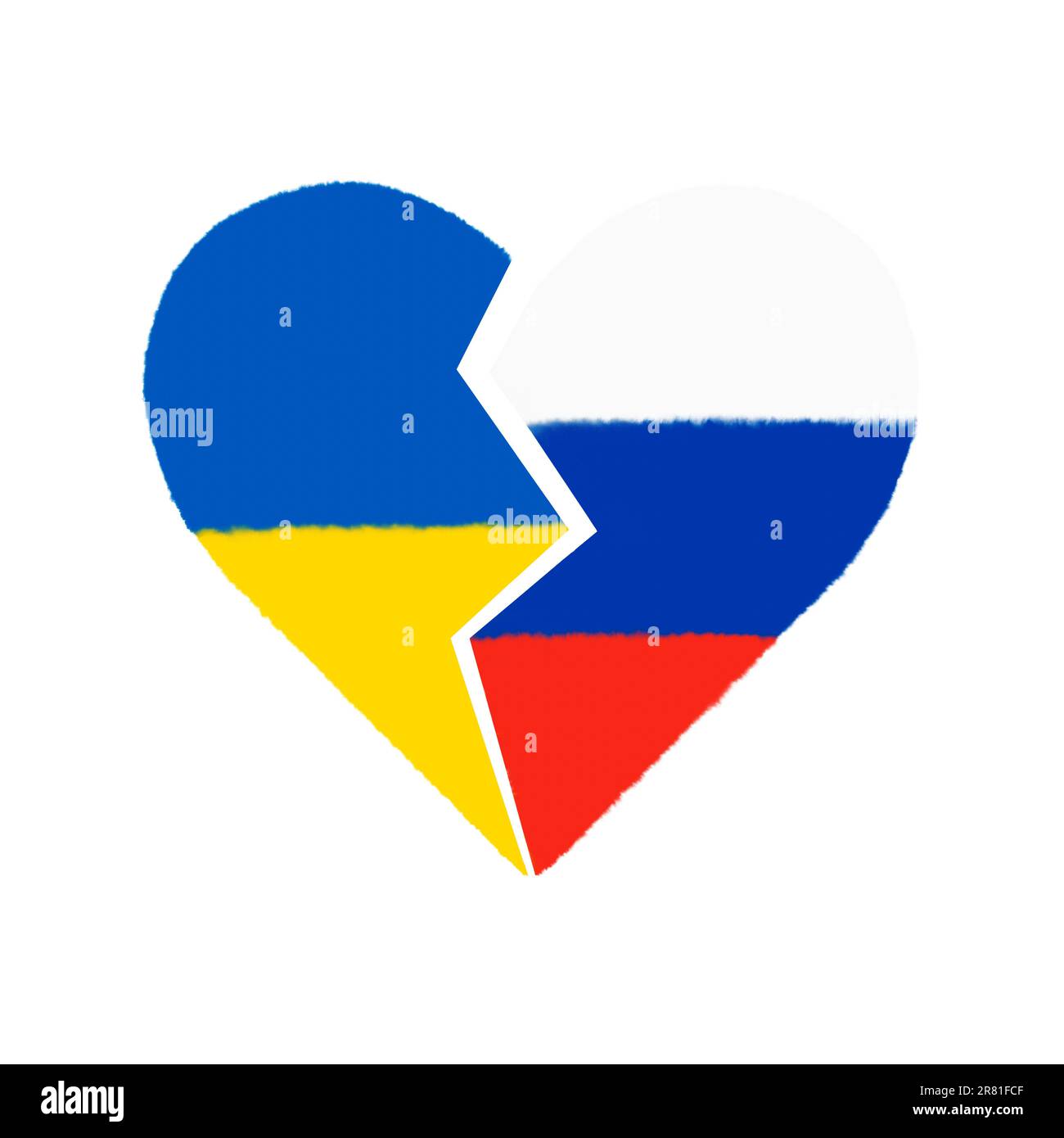 a heart is drawn from the flags of Ukraine and Russia, the heart is ...