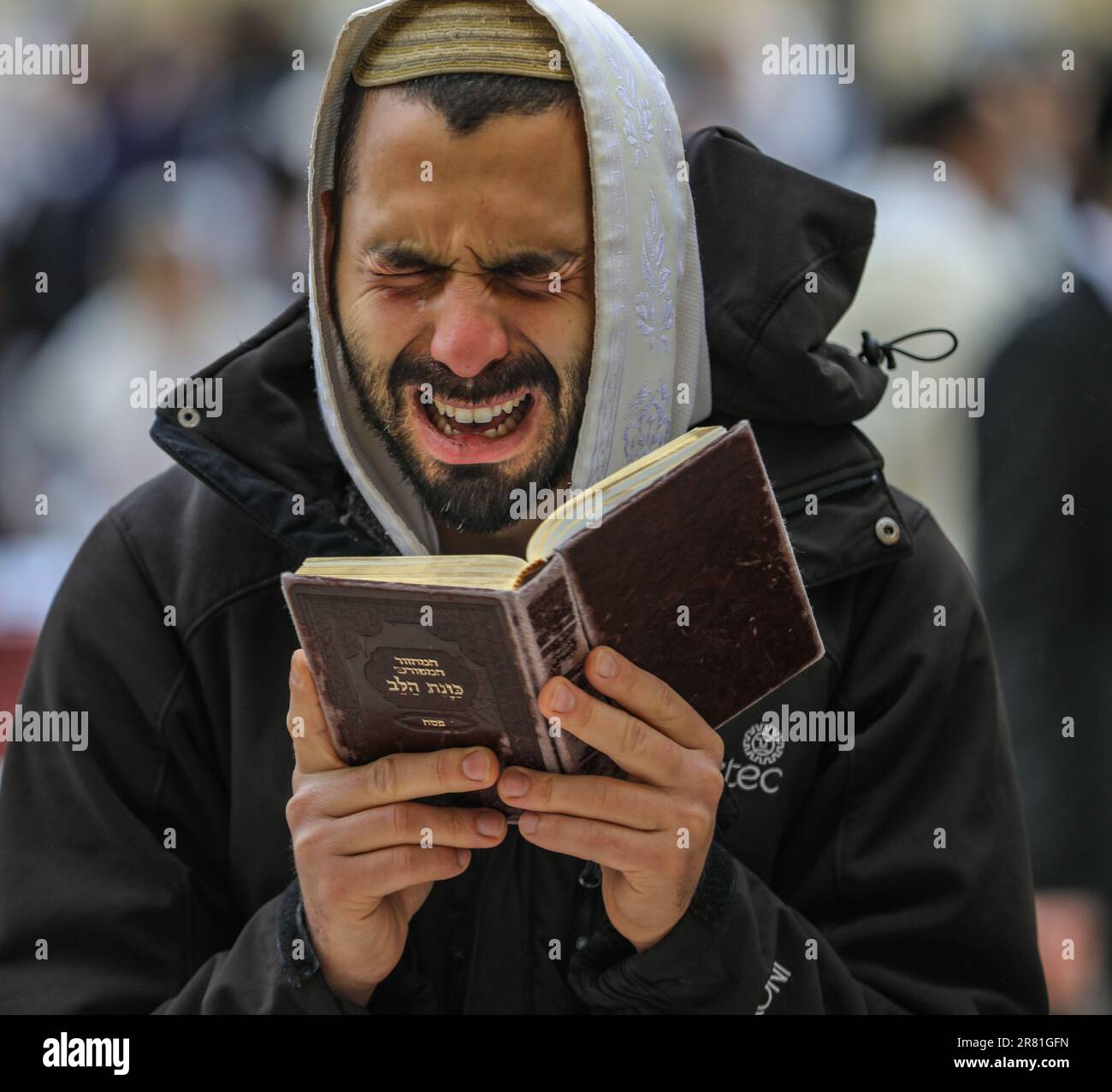 A man praying at the Western-Wall (Wailing Wall) of Jerusalem, Israel ...