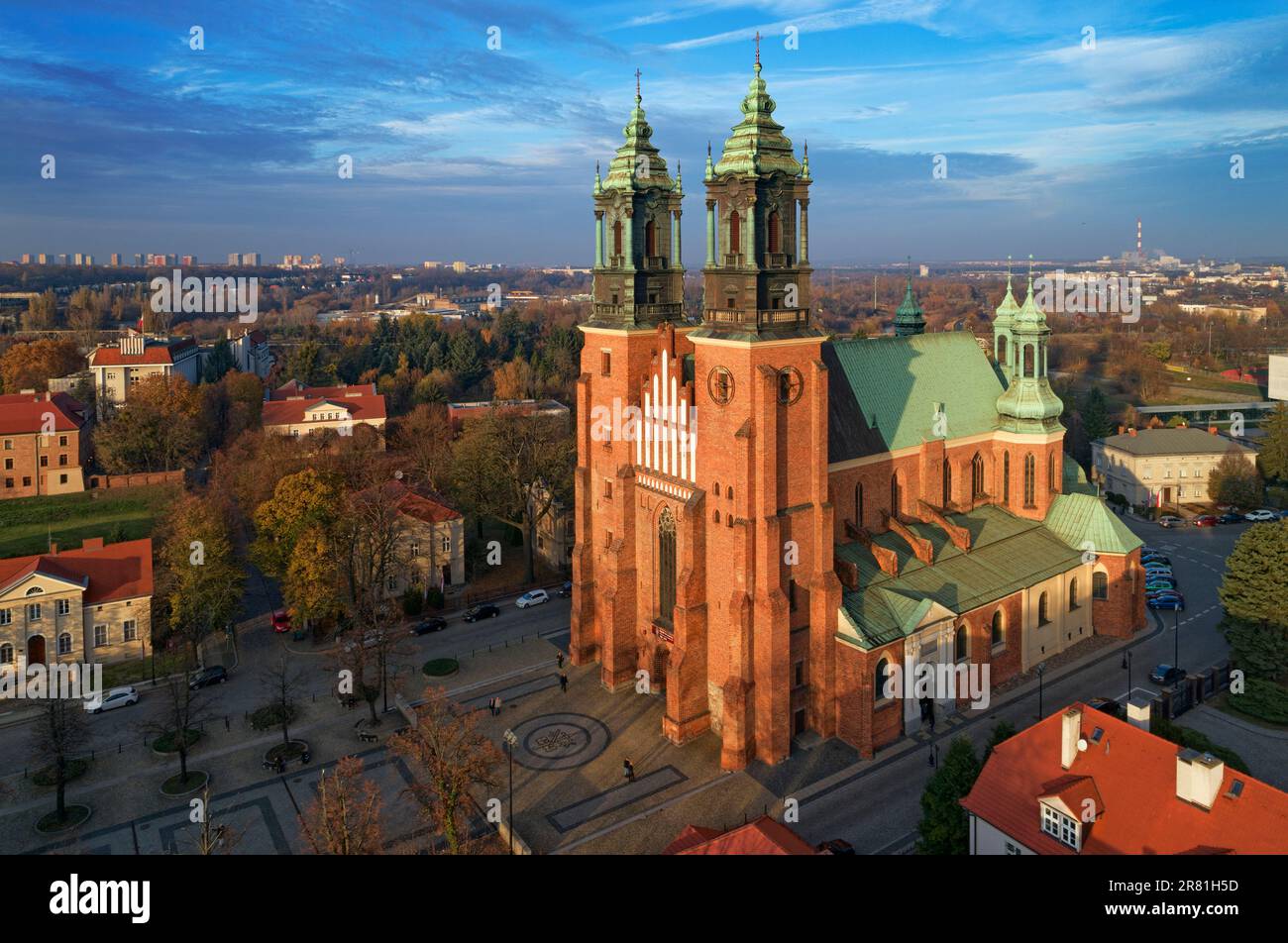 Aerial view of Poznań Cathedral - Archcathedral Basilica of St. Peter and St. Paul, Polish ...