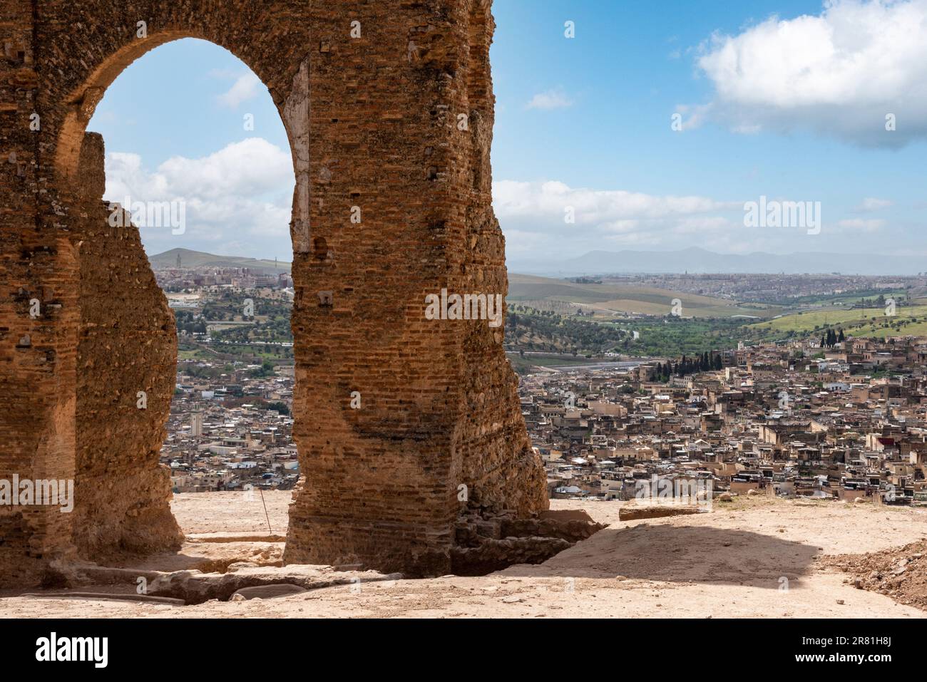 Remains of the ancient Merinid tombs on a near downtown Fes, Morocco ...