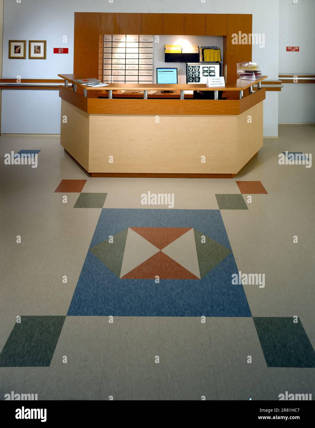 Architectural interior, hospital nursing, reception area station Stock ...
