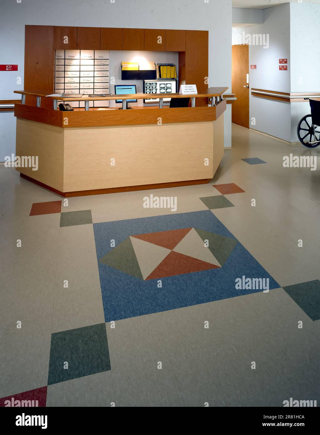 Architectural interior, hospital nursing, reception area station Stock ...