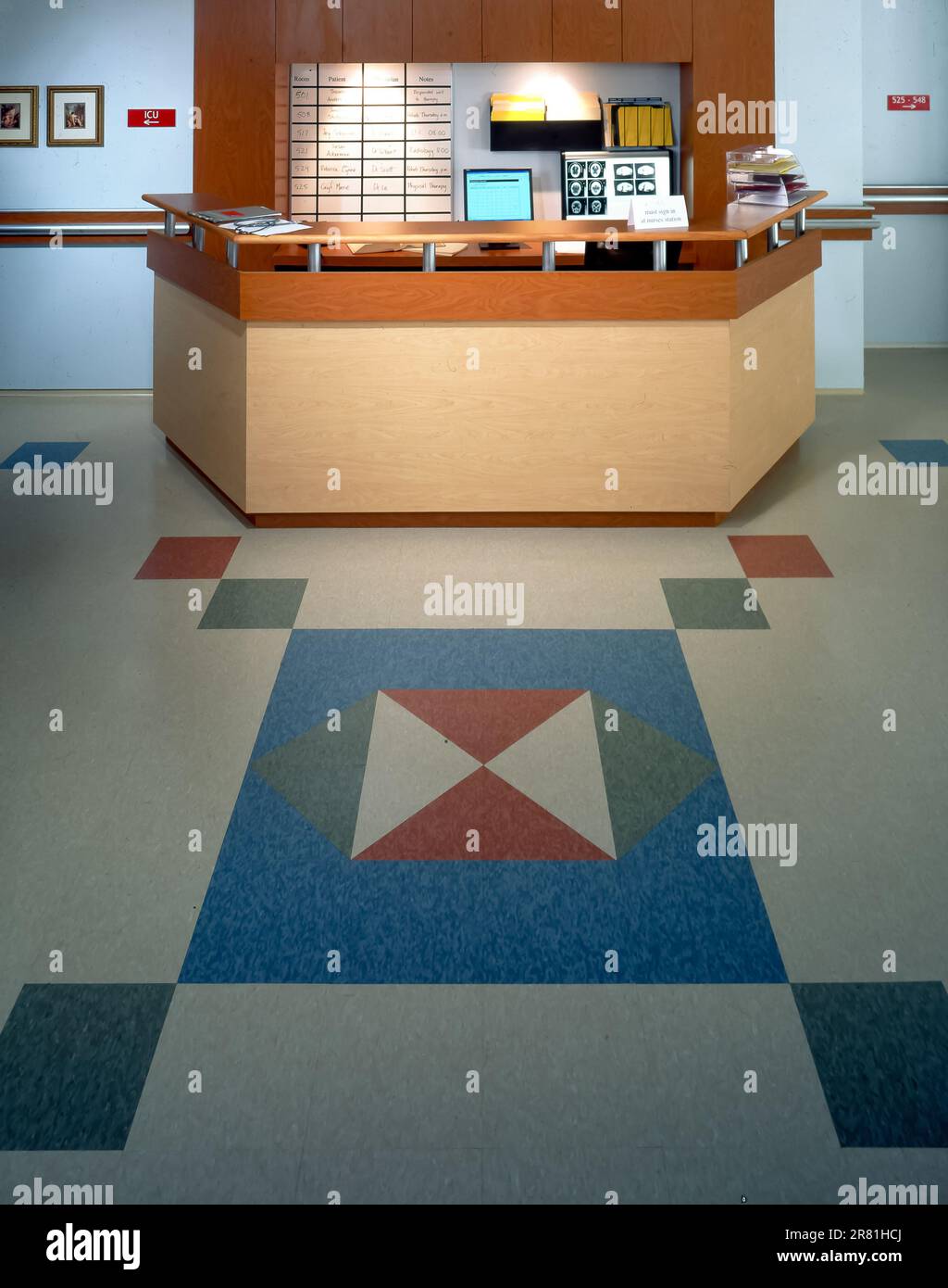 Architectural interior, hospital nursing, reception area station Stock ...
