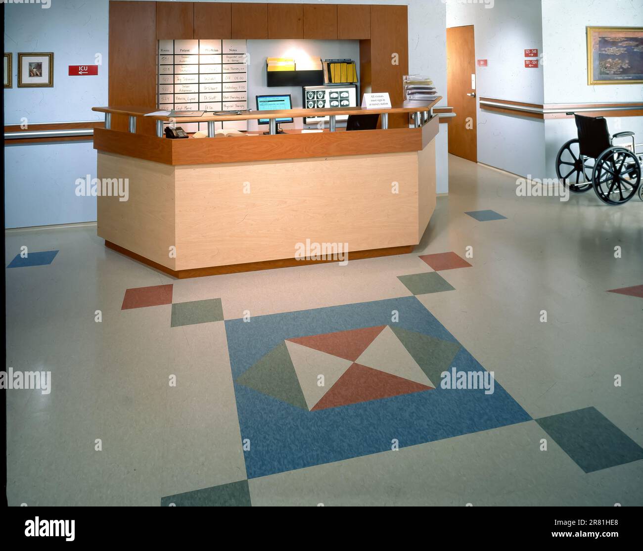 Architectural interior, hospital nursing, reception area station Stock ...
