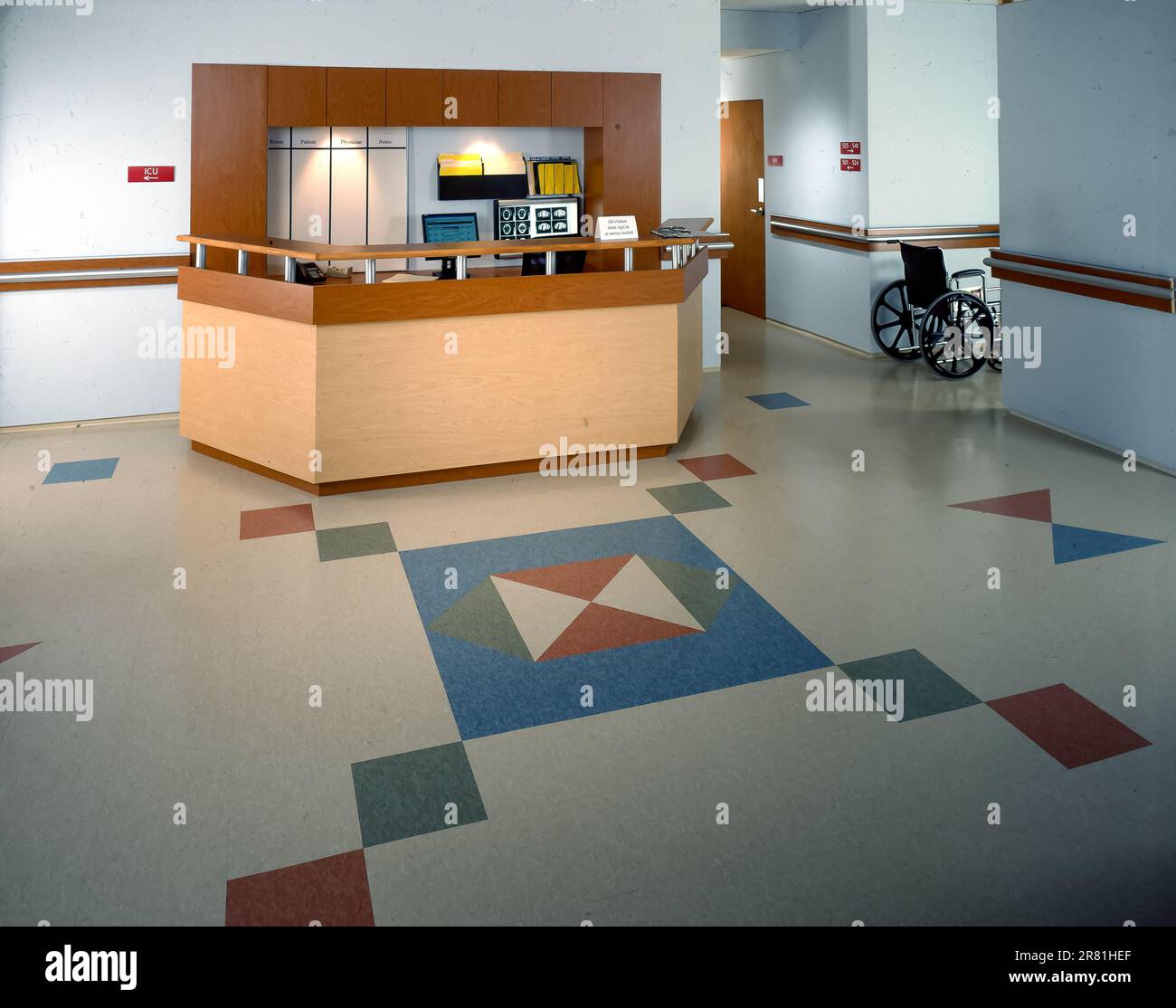 Architectural interior, hospital nursing, reception area station Stock ...