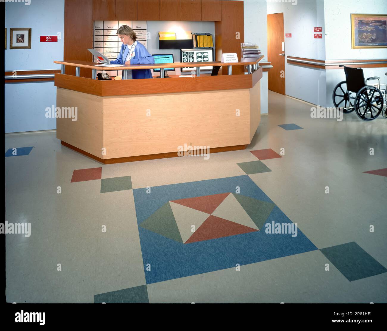 Architectural interior, hospital nursing, reception area station Stock ...
