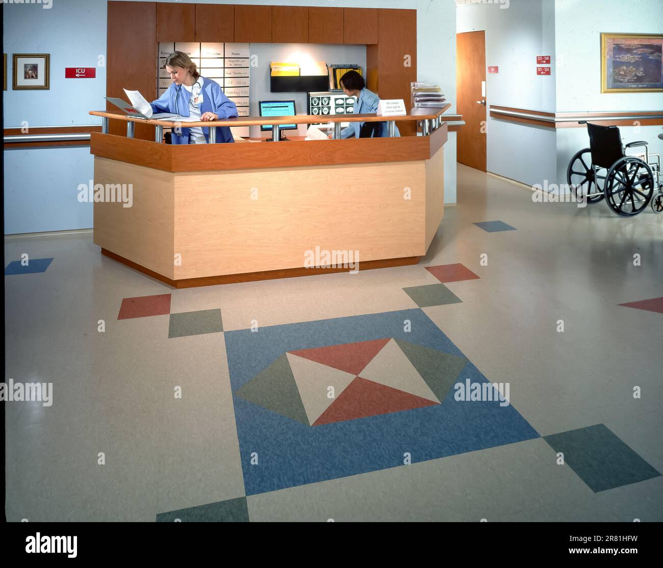 Architectural interior, hospital nursing, reception area station Stock ...