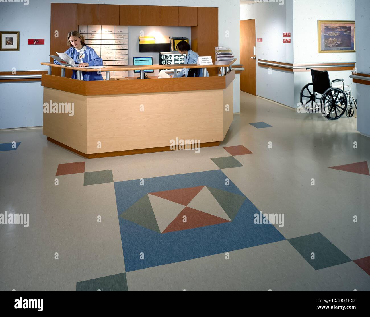 Architectural interior, hospital nursing, reception area station Stock ...