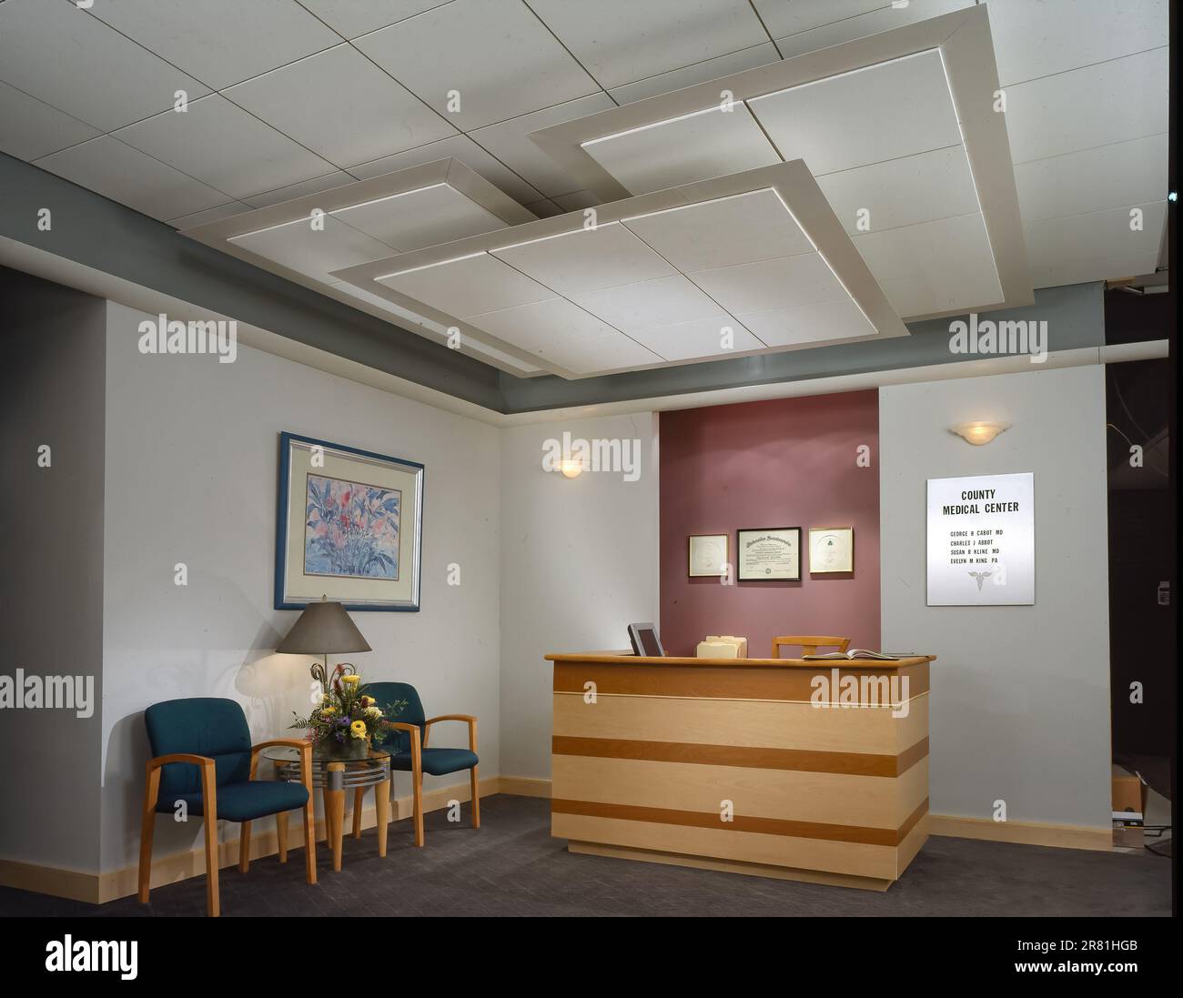 Architectural interior, hospital nursing, reception area station Stock ...