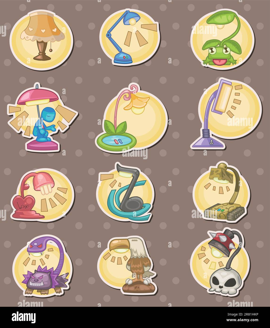 cartoon Lamps stickers Stock Vector Image & Art - Alamy
