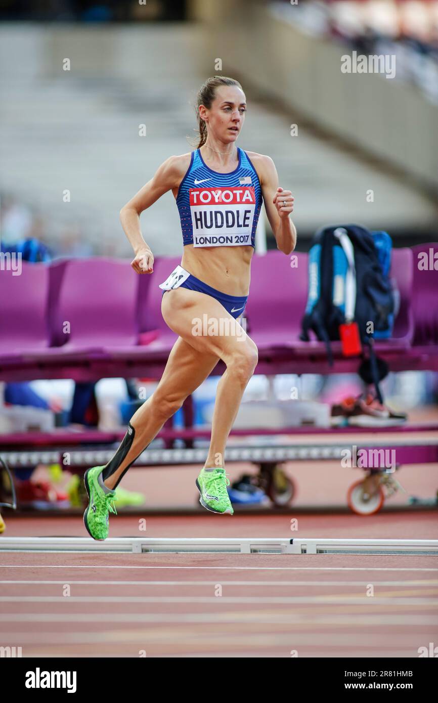 Molly Huddle participating in the 5000 meterl at the World Athletics ...
