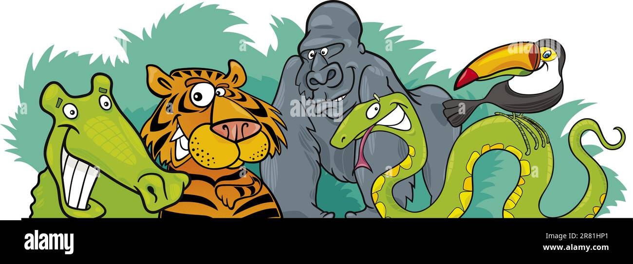 Border design with wild animals hi-res stock photography and images - Alamy