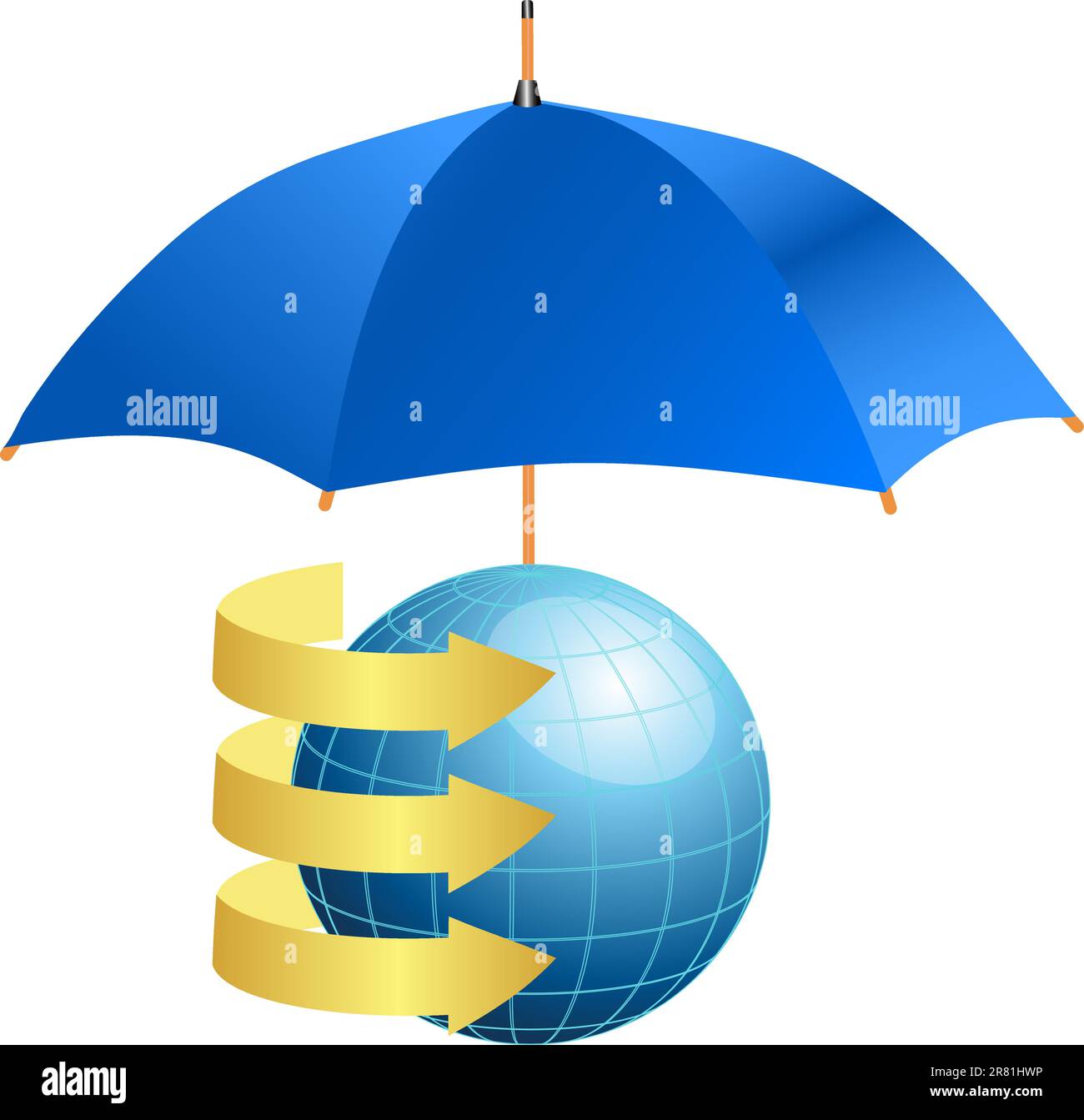 Globe under umbrella concept of defense of information. Also available ...