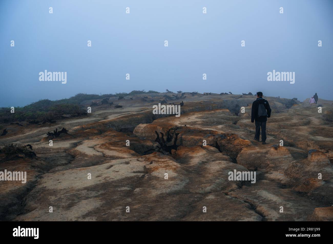Volcano Kawah Ijen, volcanic craters with crater lake and steaming ...