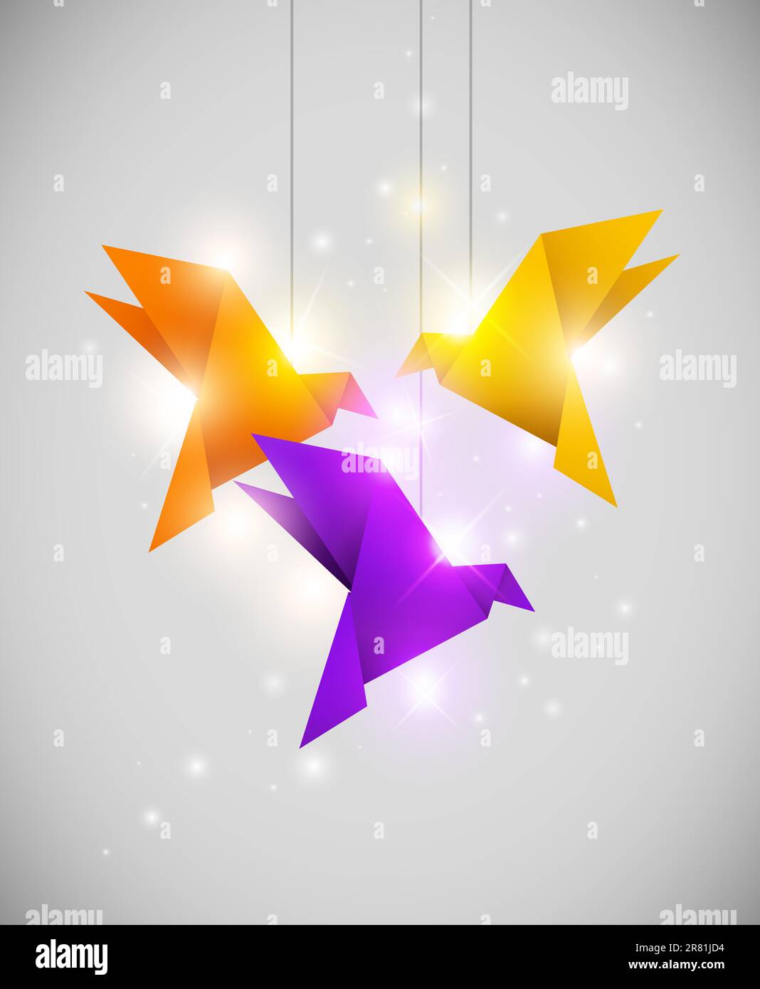 Vector shining background with origami birds Stock Vector Image & Art ...